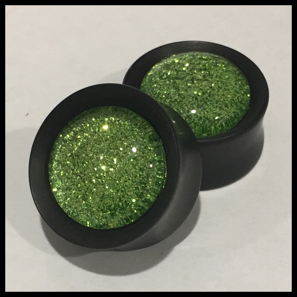 Ebony Green Sparkle Round Plugs – Love Kills Boutique Custom Plug ...